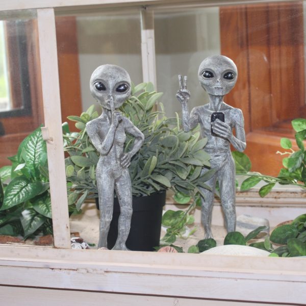 Alien Statues “Peace & Quiet” 10″ H Standing Extraterrestrial Figurine ...