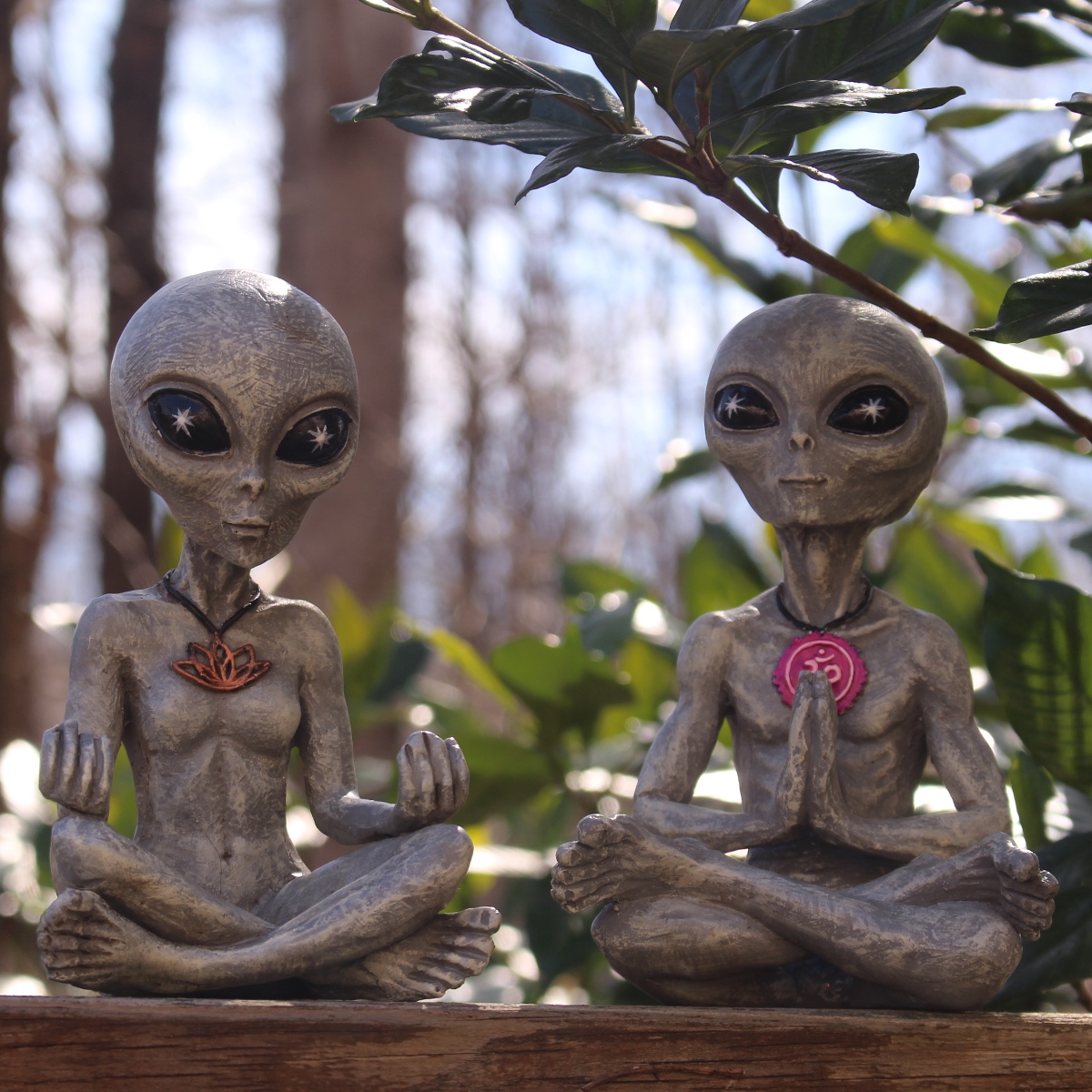 Alien Invasion™ - "Zen & Yoga" 10" H Scale Meditating Alien Couple - Alien Gray - John Bernard ...